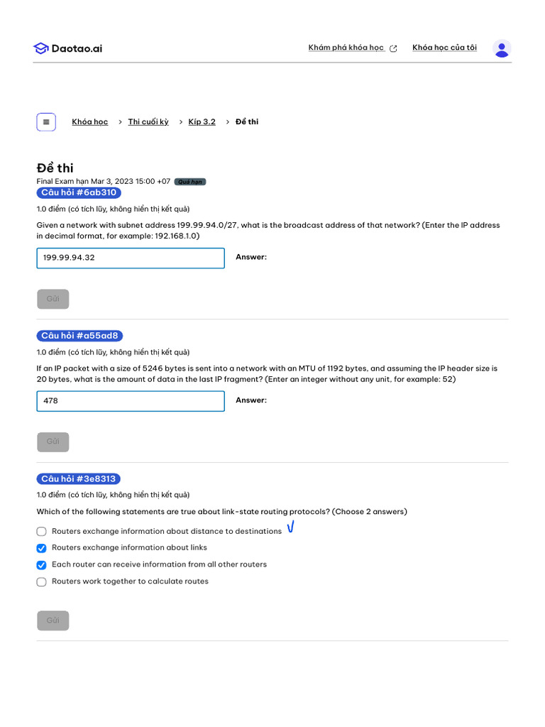 Đề thi Kíp 3.2 Chương trình học của IT3080E MOOC daotao.ai | PDF