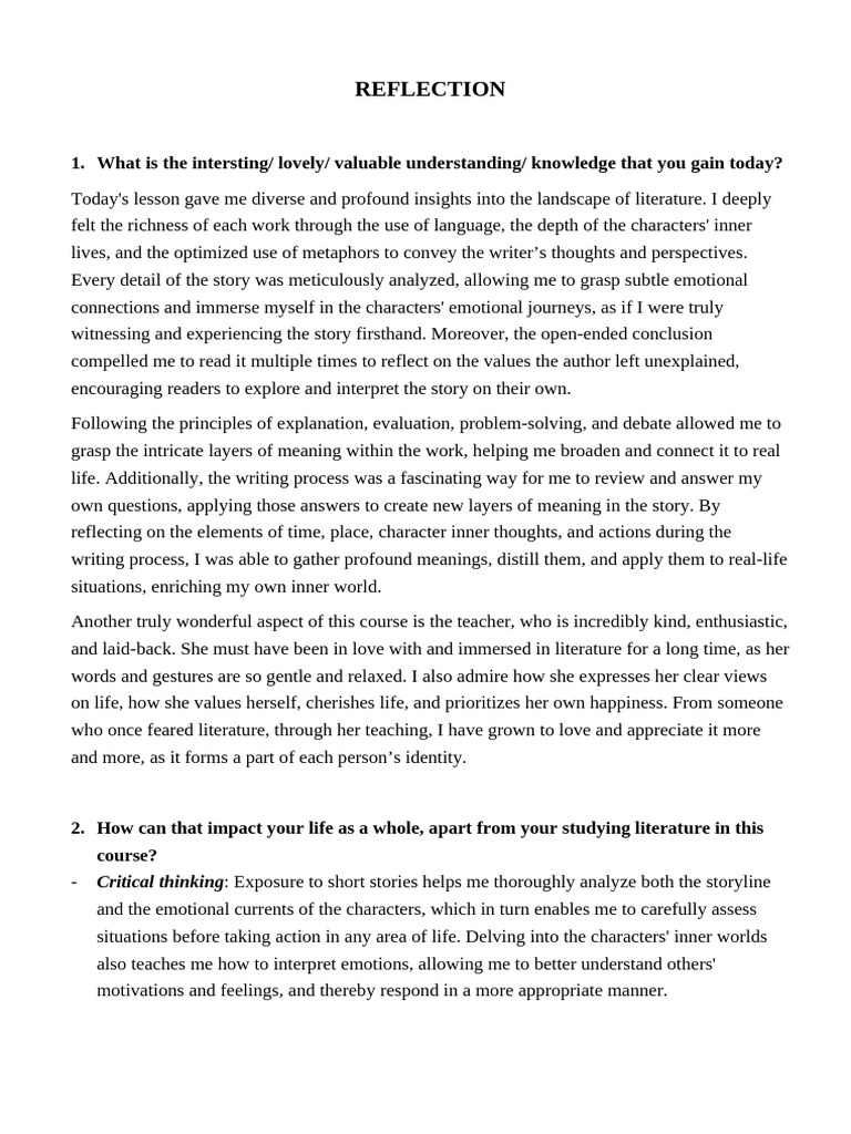 Literature REFLECTION Week2 | PDF