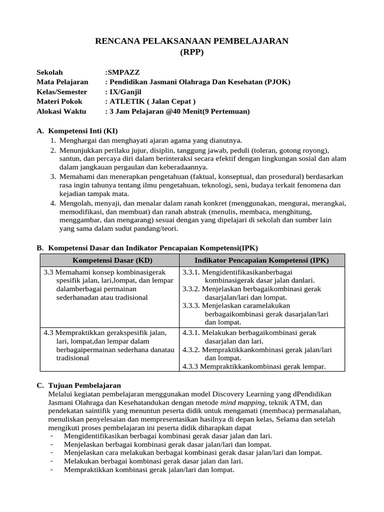 RPP Bab III Atletik | PDF