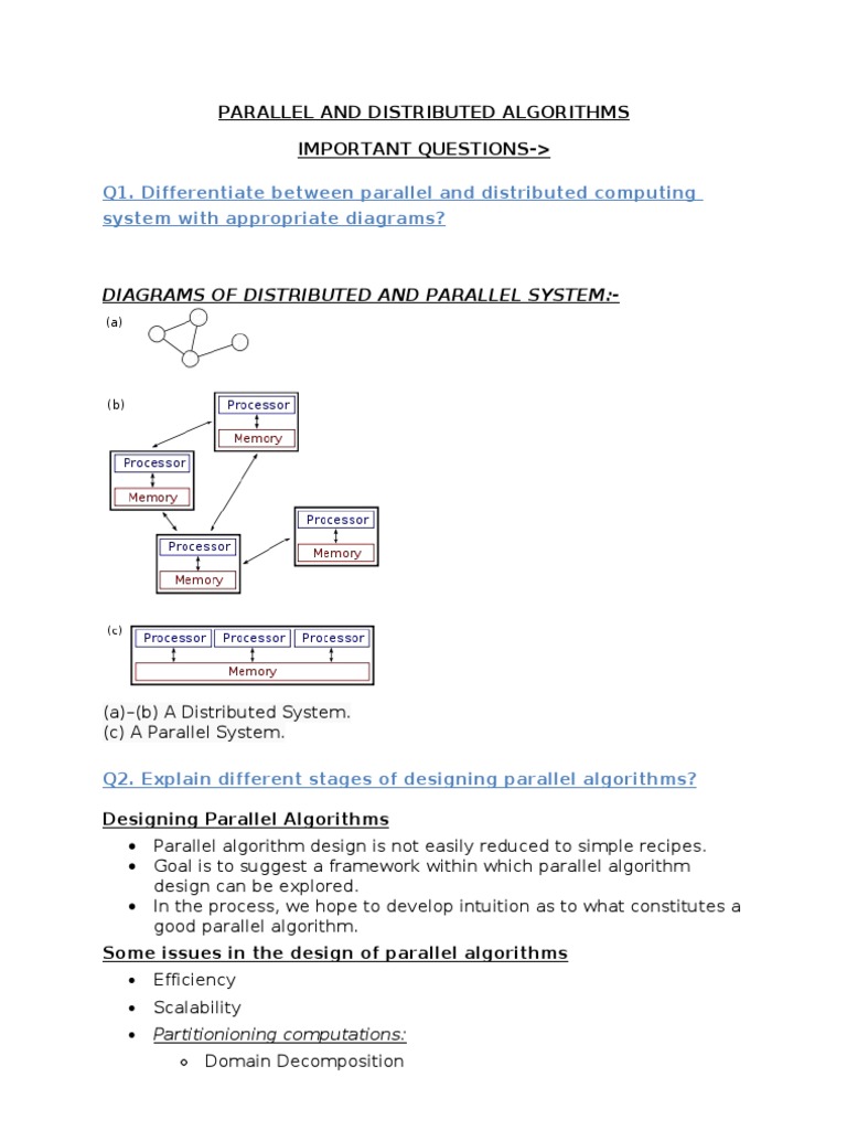 Parallel and Distributed Algorithms-IMPORTANT QUESTION | PDF | Parallel Computing | Distributed ...