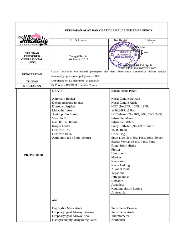 Spo T Persiapan Obat Dan Alat 1 | PDF