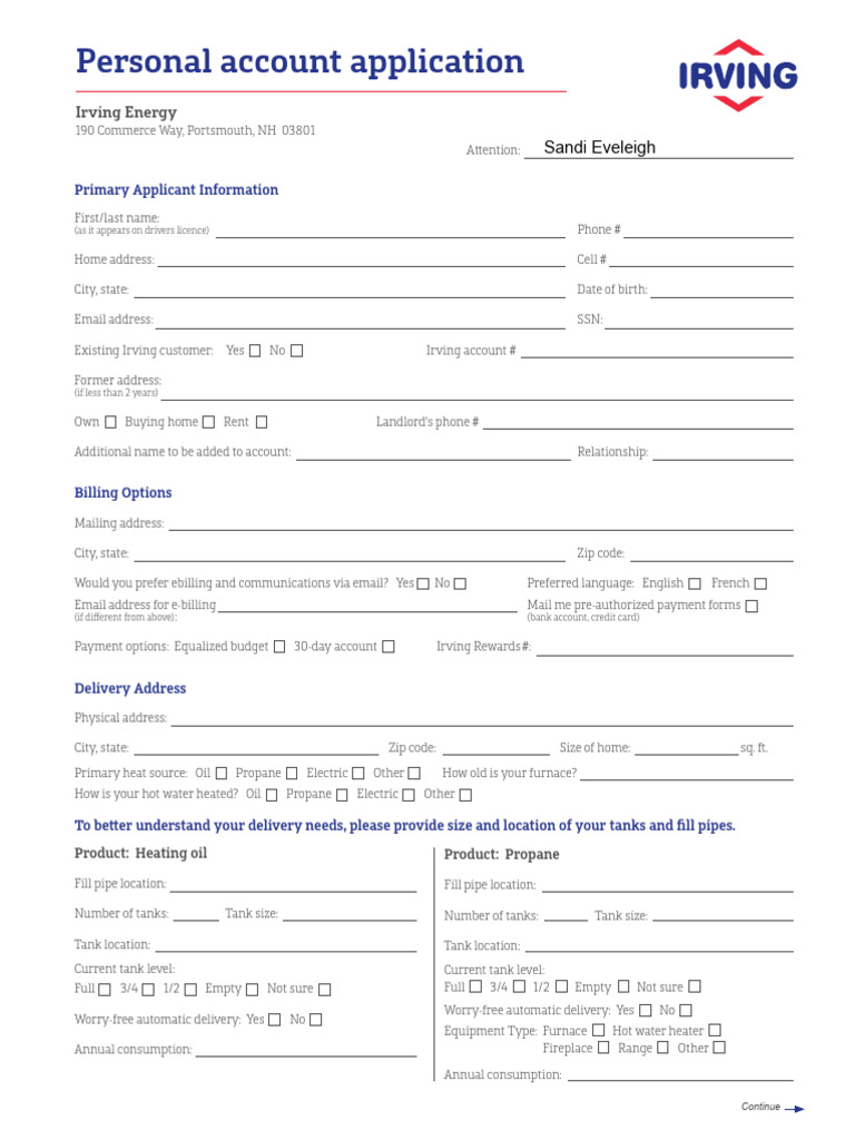NE Personal Account Application | PDF