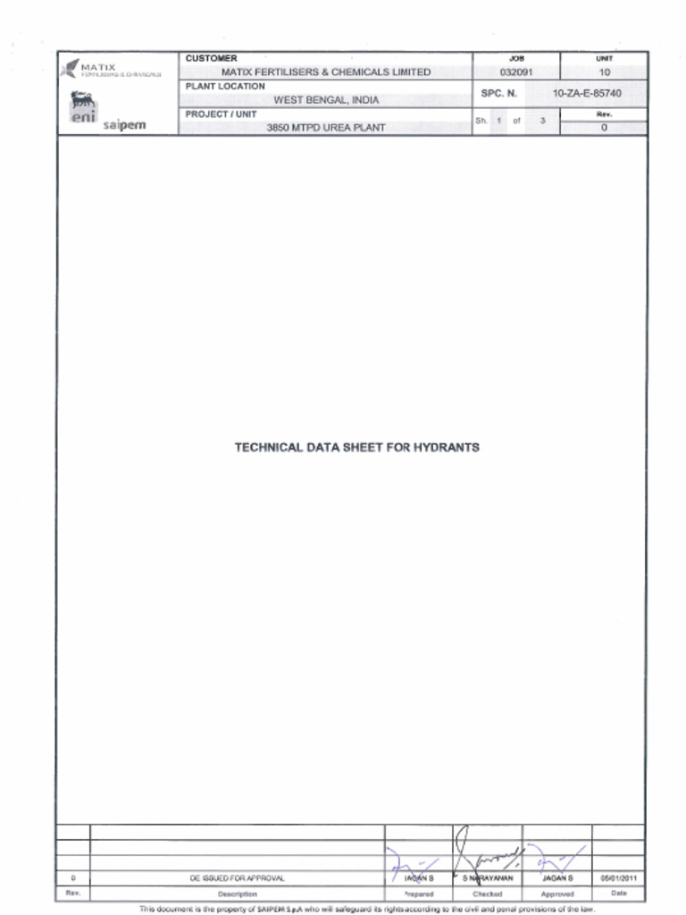85740_000_0_ Technical Datasheet_Fire Hydrant | PDF