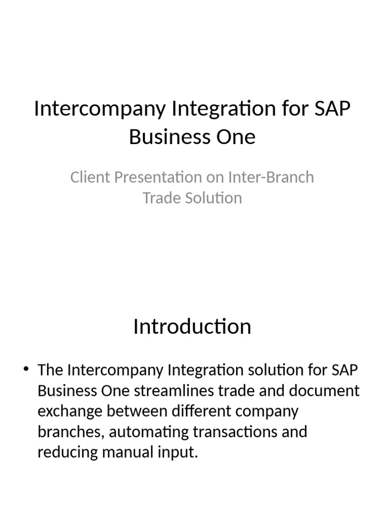 SAP B1 Intercompany Integration Proposal | PDF