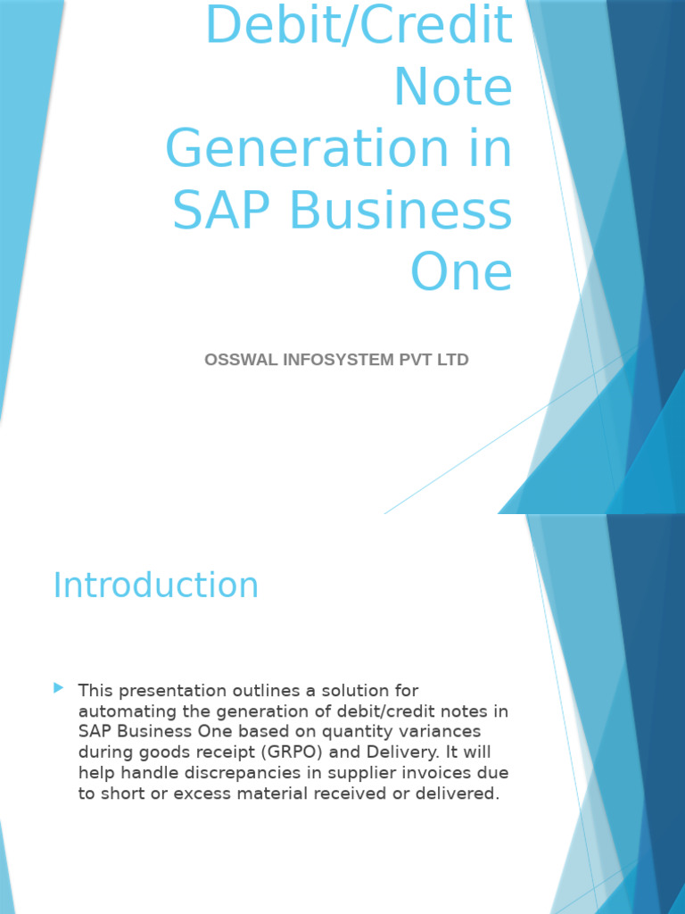 SAP B1 Auto Debit Credit Note Proposal | PDF