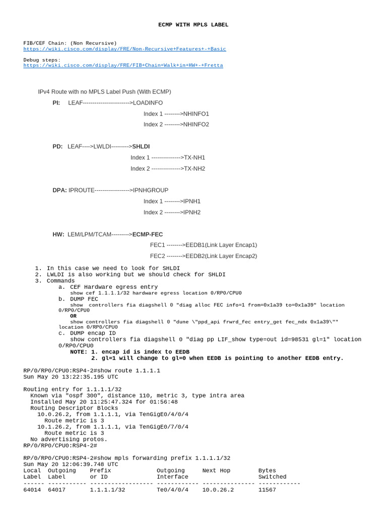 Ecmp With MPLS Label | PDF
