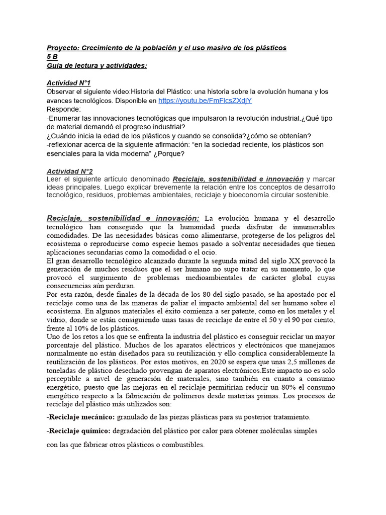 Sociedad y El Uso de Los Plasticos | PDF
