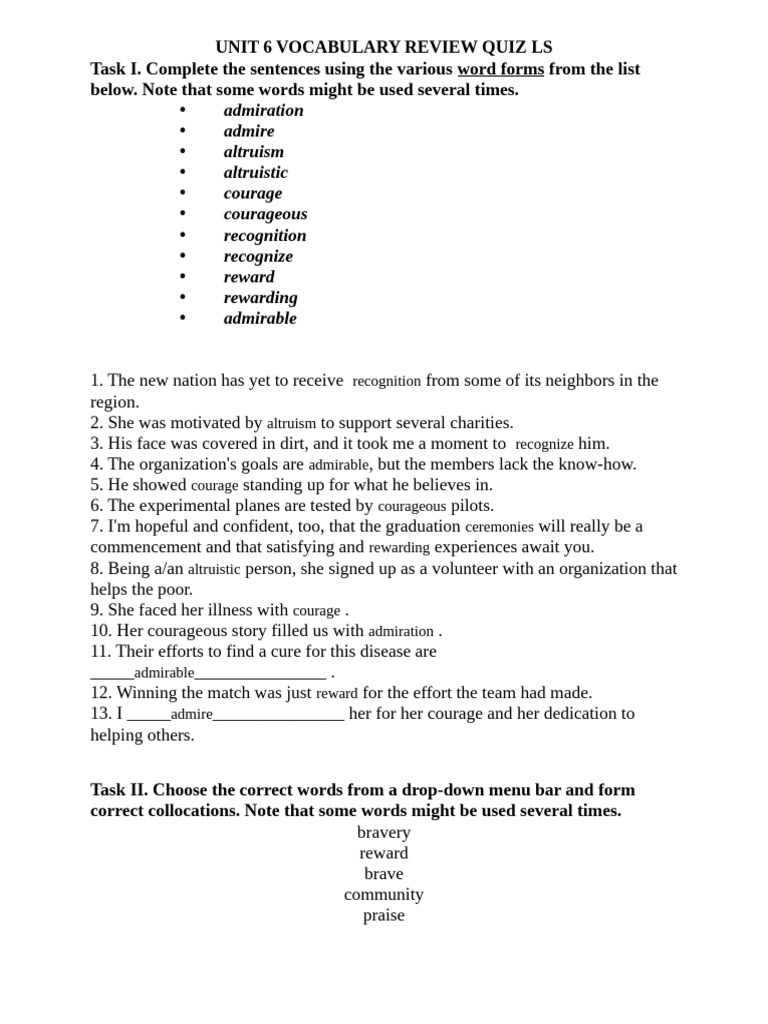 UNIT 6 VOCABULARY REVIEW QUIZ LS | PDF UNIT 6 VOCABULARY REVIEW QUIZ LS | PDF