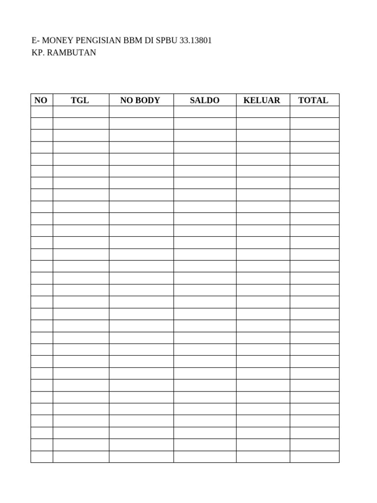 Form Pengisian Solar | PDF