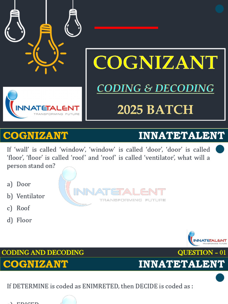 Cognizant - Amcat - Coding and Decoding | PDF | Building | Vision