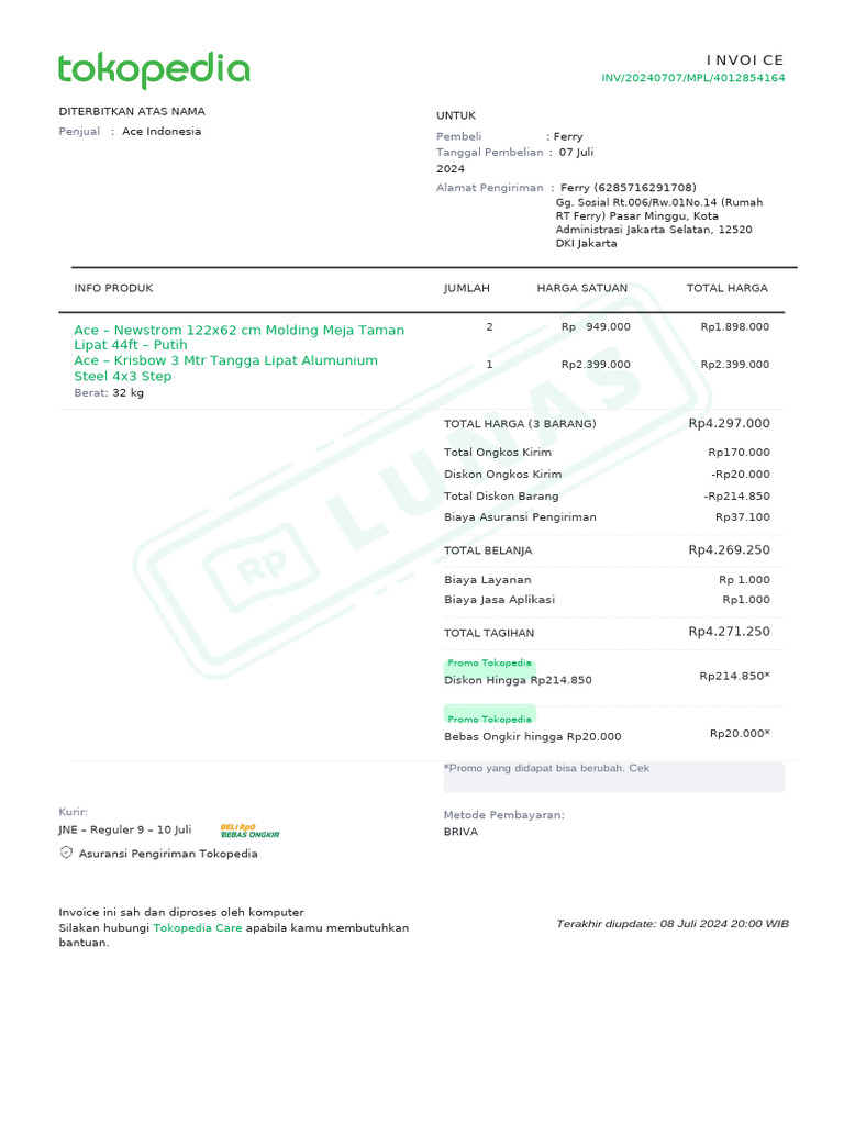 Invoice - Tokopedia | PDF