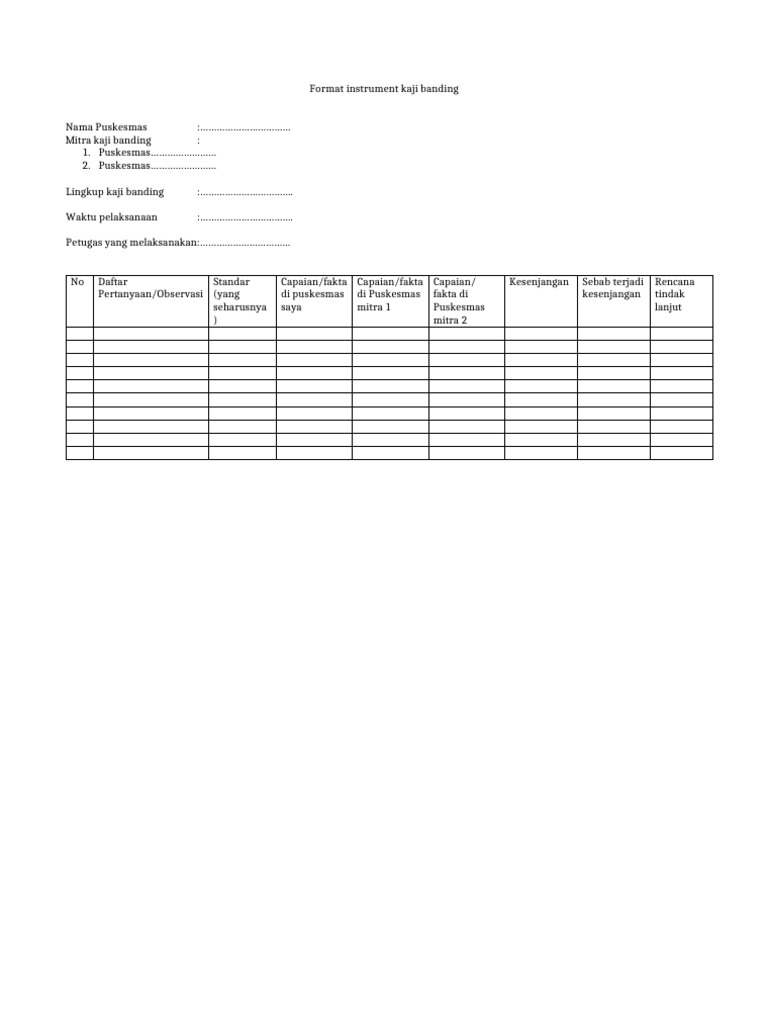 Contoh Format Instrument Kajibanding | PDF