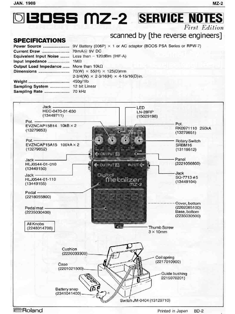 Boss MZ-2 Service Notes | PDF