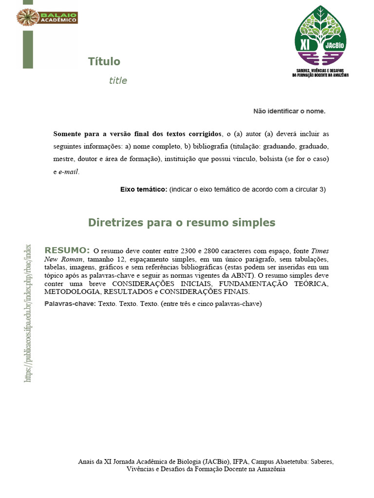 Template Resumo Simples | PDF