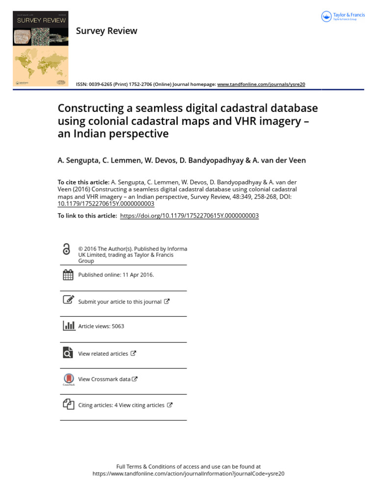 Constructing A Seamless Digital Cadastral Database Using Colonial Cadastral Maps and VHR Imagery ...