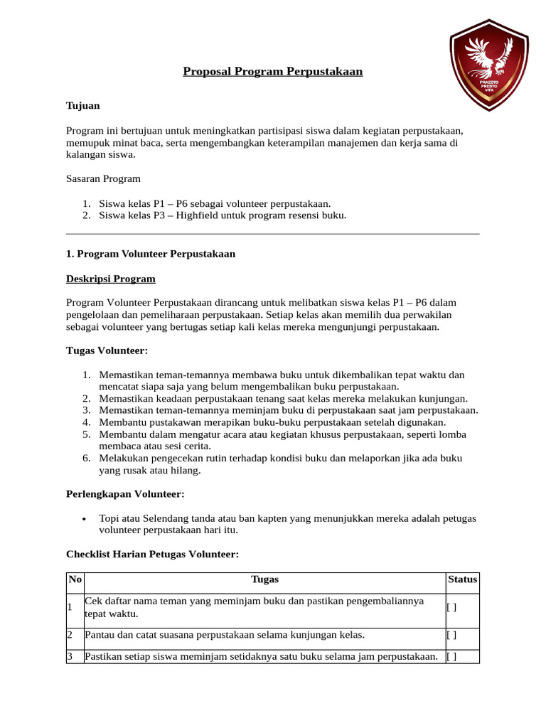 Proposal Program Perpustakaan | PDF