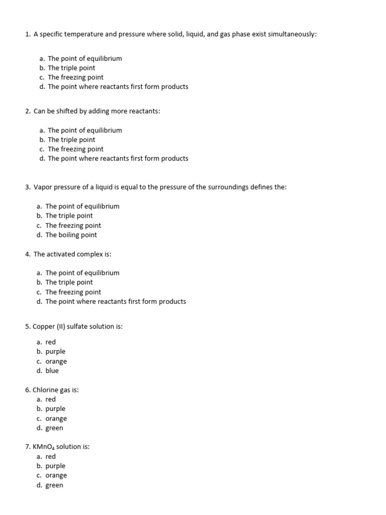 Chemistry Diagnostic 2 Test with key | PDF