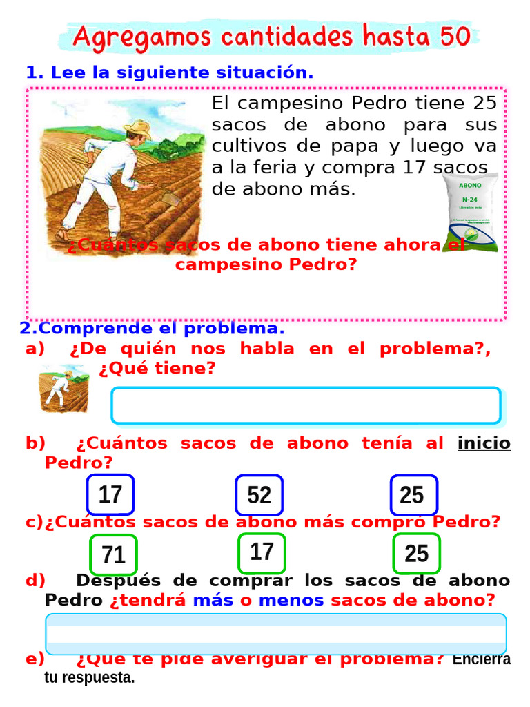 Ficha Agregamos Cantidades Hasta 50 Maestra Janet | PDF