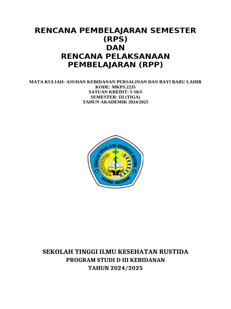 RPS RPP PERSALINAN DAN BAYI BARU LAHIR d3 Bidan Ganjil 24-25 | PDF