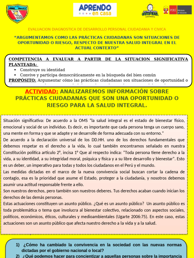 Evaluacion Diagnostica DPCC3 | PDF