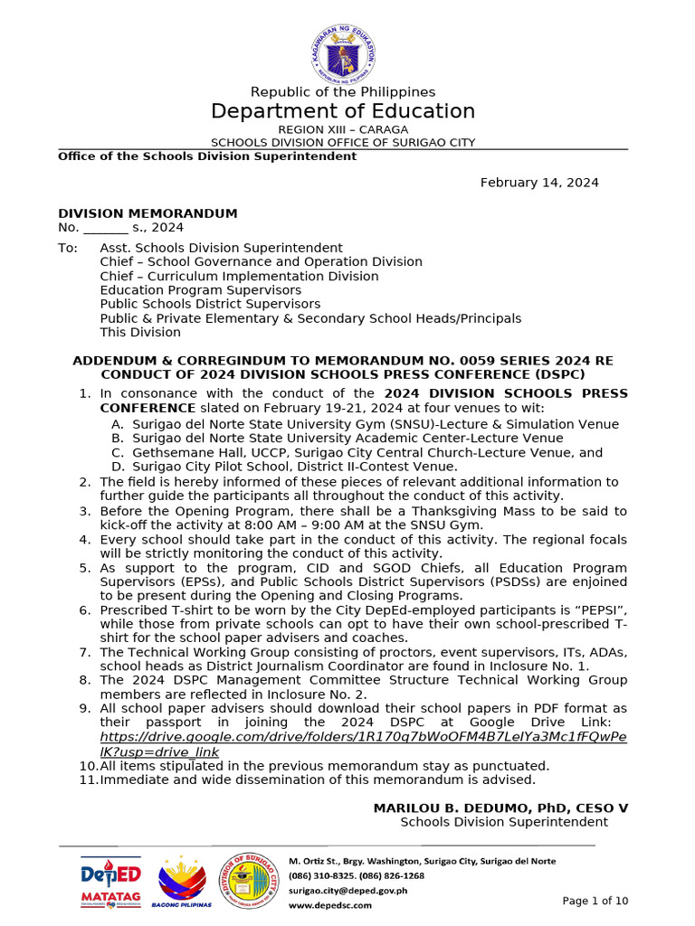 2024 DSPC Addenda Corrigenda | PDF