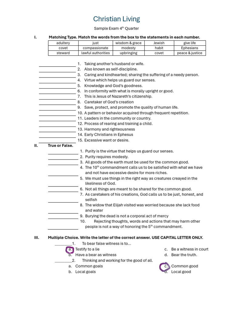Christian Living grade 4 | PDF