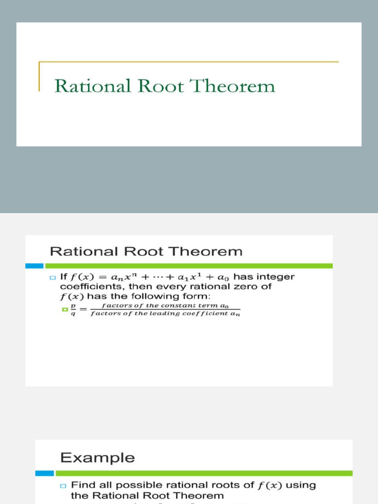 Rational Root Theorem Pdf
