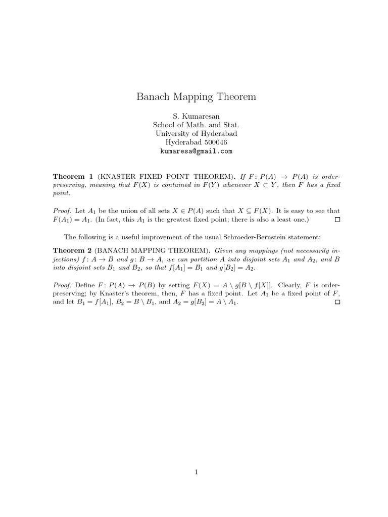 Banach Mapping Theorem | PDF