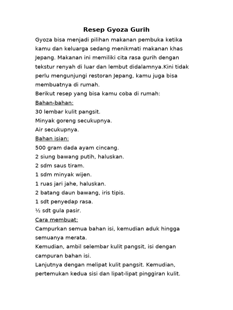 Gyoza Gurih | PDF