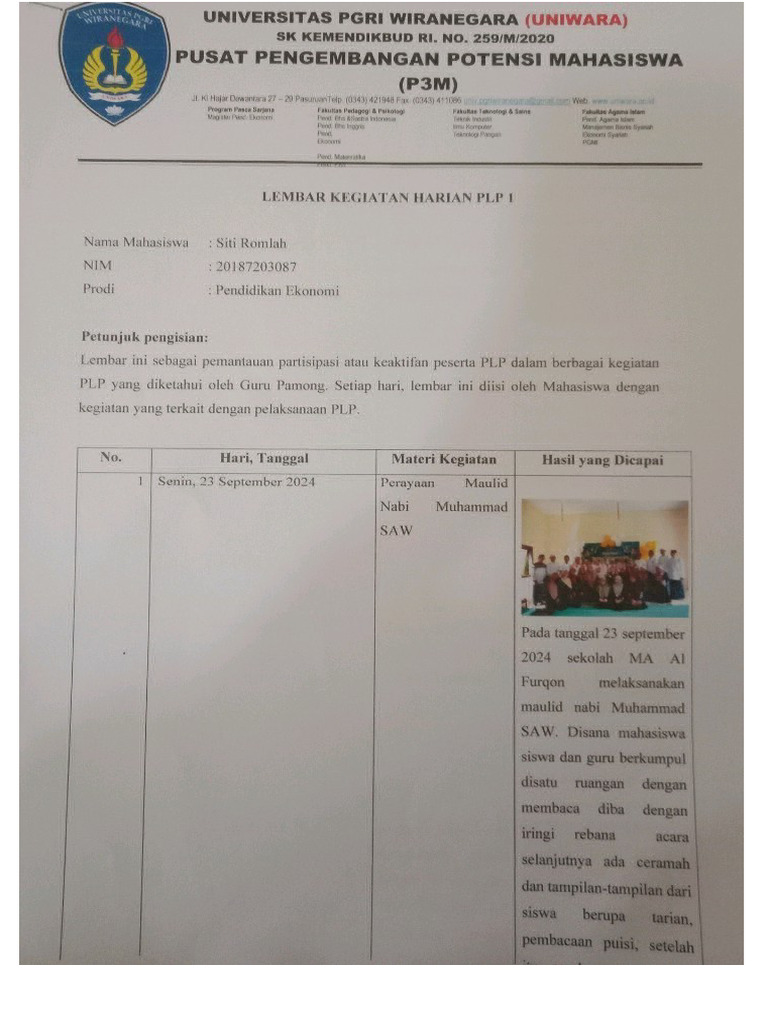 Logbook PLP Minggu 2 | PDF