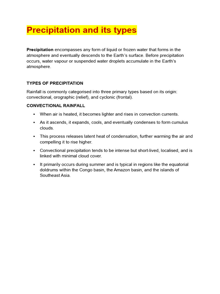 Precipitation and Its Types and Global Climatic Change | PDF