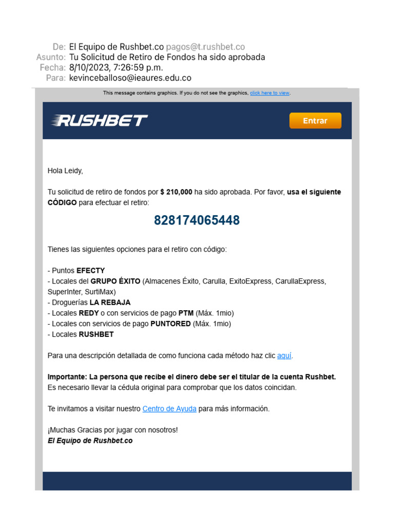 Tu Solicitud de Retiro de Fondos Ha Sido Aprobada | PDF