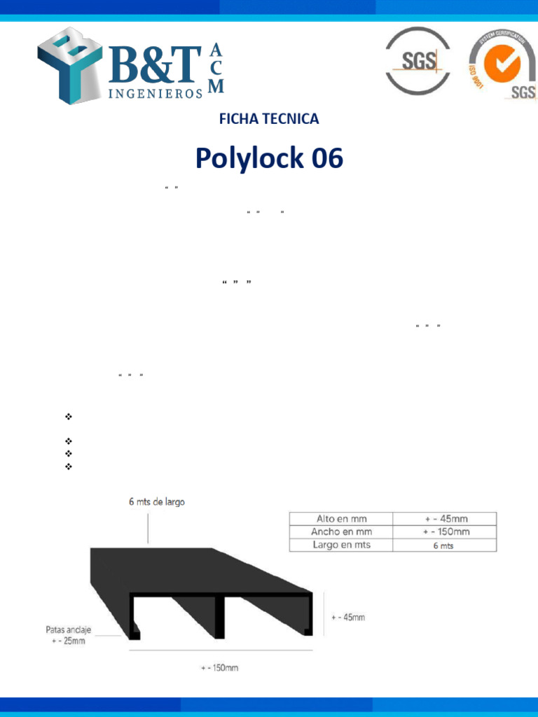Ficha Tecnica Polilock 06 | PDF