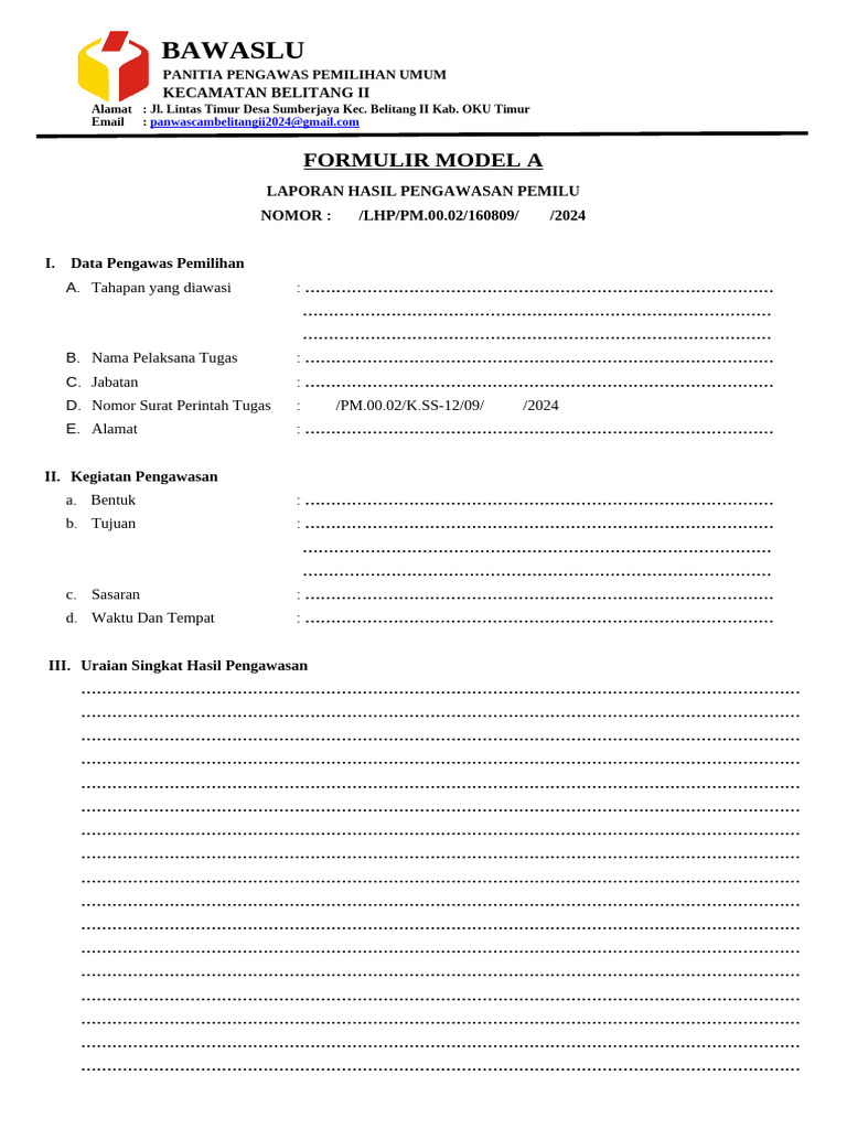Form A Kosong | PDF
