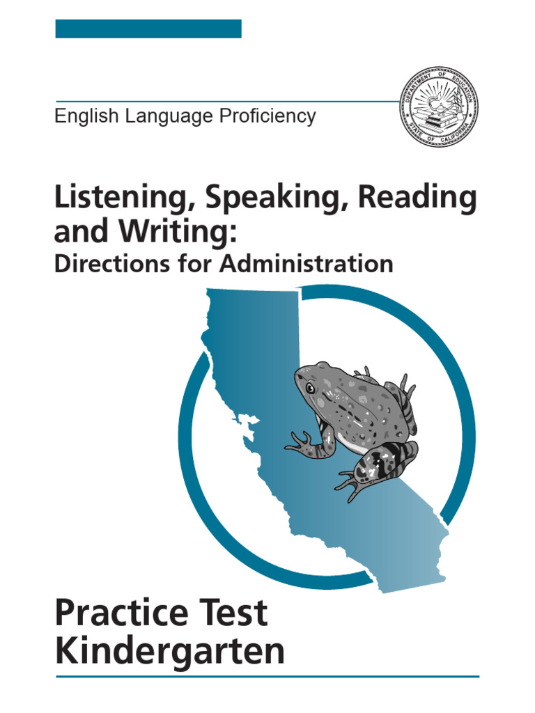 ELPAC Listening Speaking Reading and Writing Practice Test DFA Grade K ...