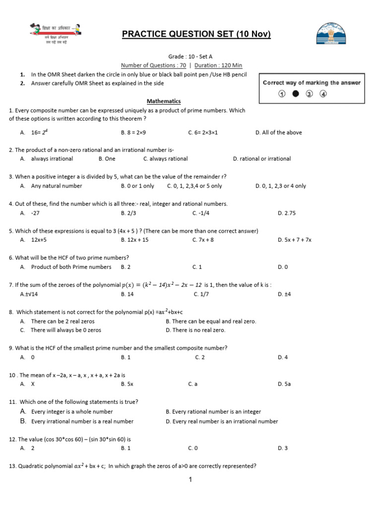 Grade - 10 Math Science-1 (English Medium) | PDF | Circle | Numbers