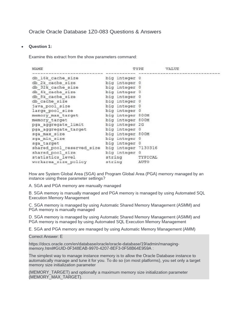 Oracle Oracle Database 1z0 083 Questions And Answers Pdf
