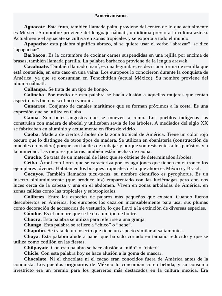 Americanismos | PDF