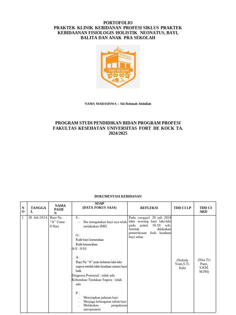 PORTOPOLI Siti 4 FIX Siklus Bayi, Balita | PDF