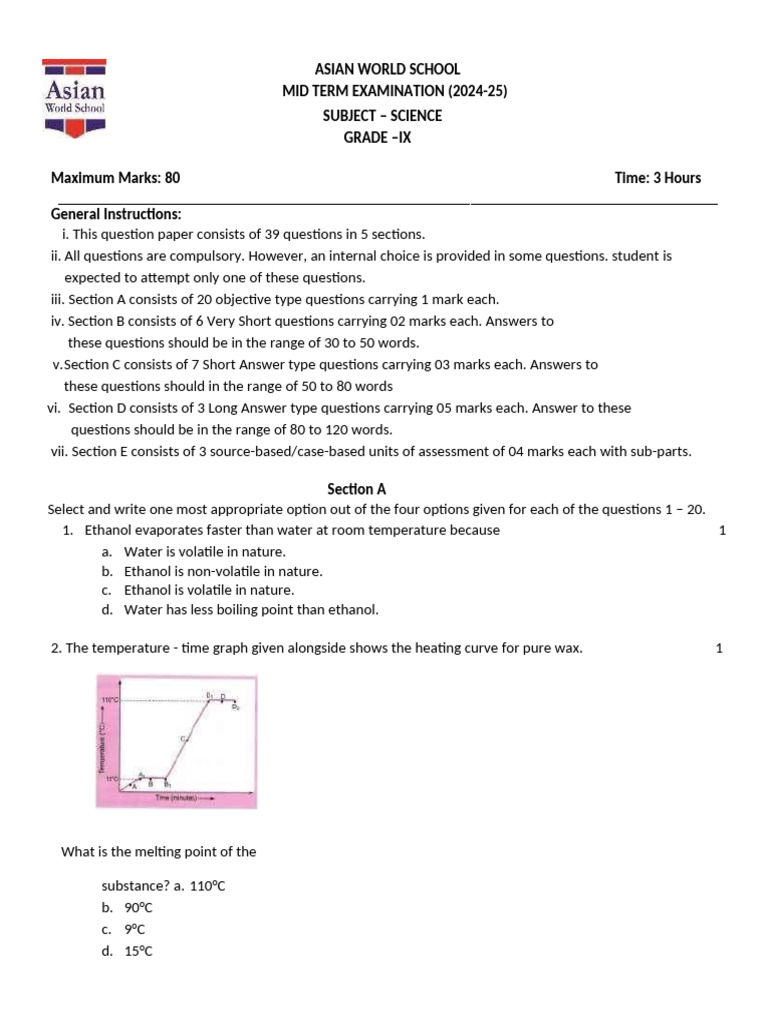 Mid Term Class 9 2024-25 | PDF