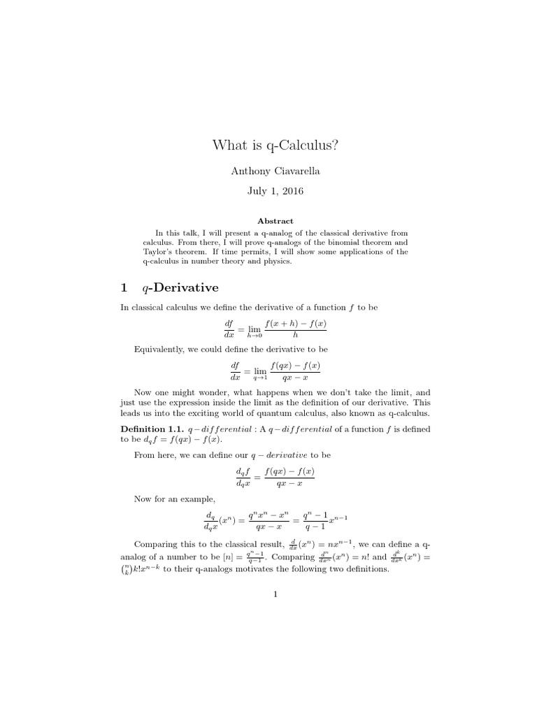 Ciavarella Qcalculus | PDF | Theorem | Basis (Linear Algebra)