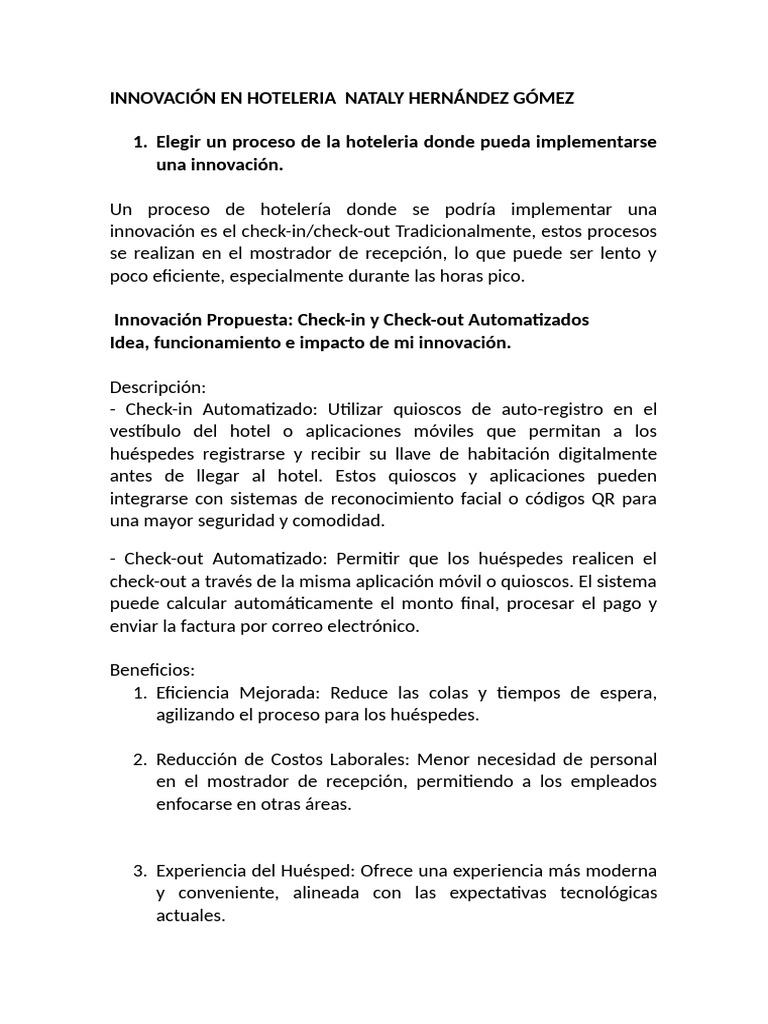 Innovación de Hoteleria | PDF | Aplicación movil | Innovación