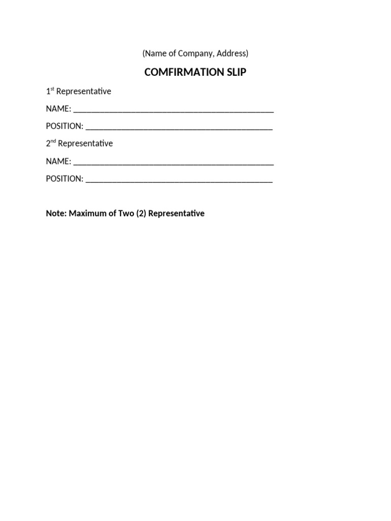Confirmation Slip | PDF