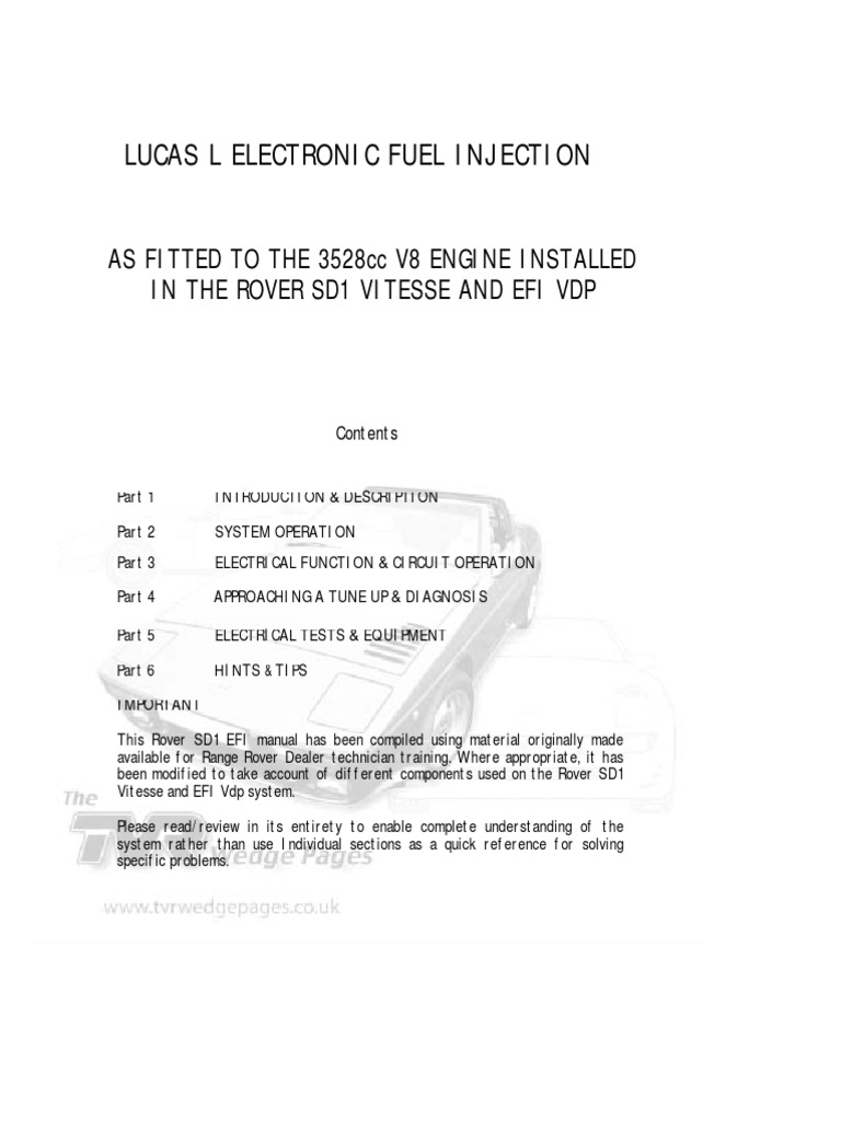 Rover V 8 Fuel Injection | PDF | Fuel Injection | Throttle