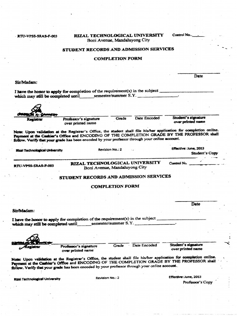 Completion Form | PDF