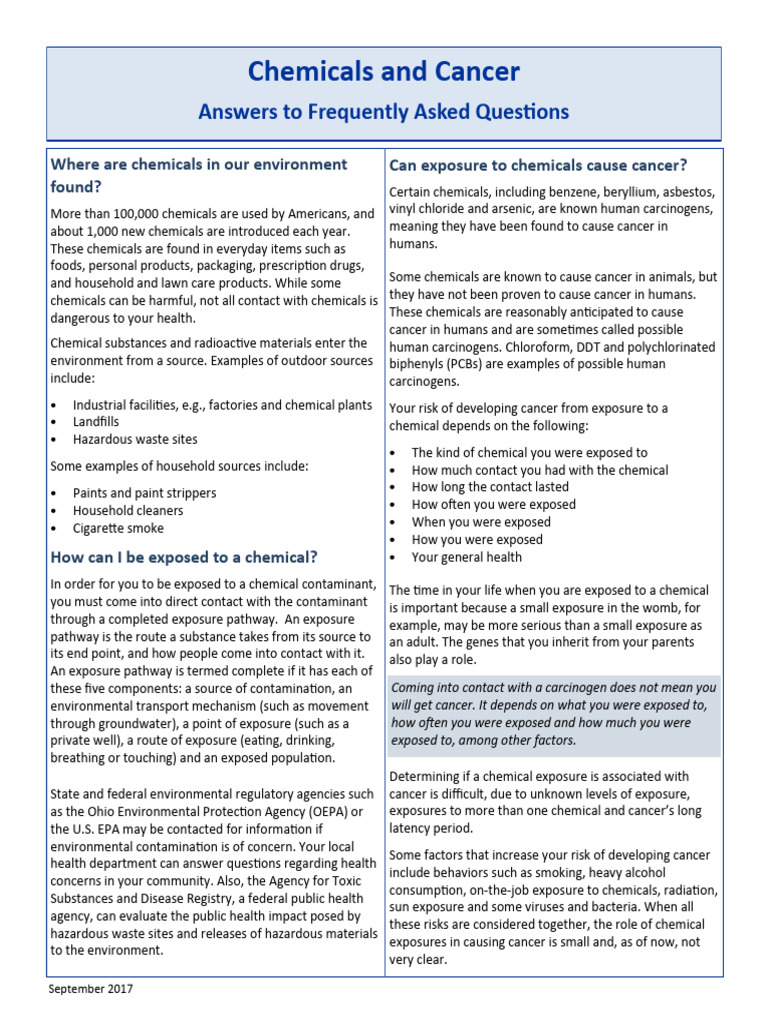 Chemicals and Cancer Fact Sheet Sept2017 | PDF