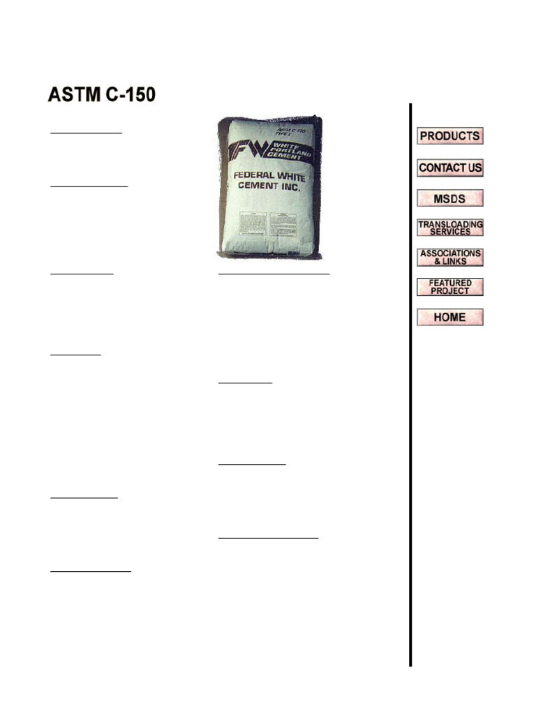 Federal White Cement Data Sheet | PDF
