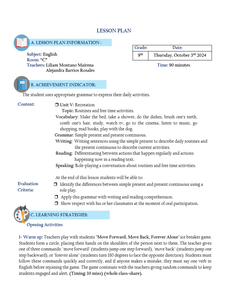 8th lesson plan for practicum original | PDF
