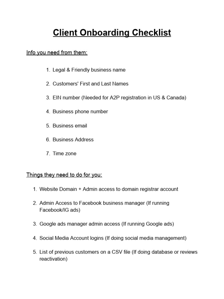 Client Onboarding Checklist | PDF