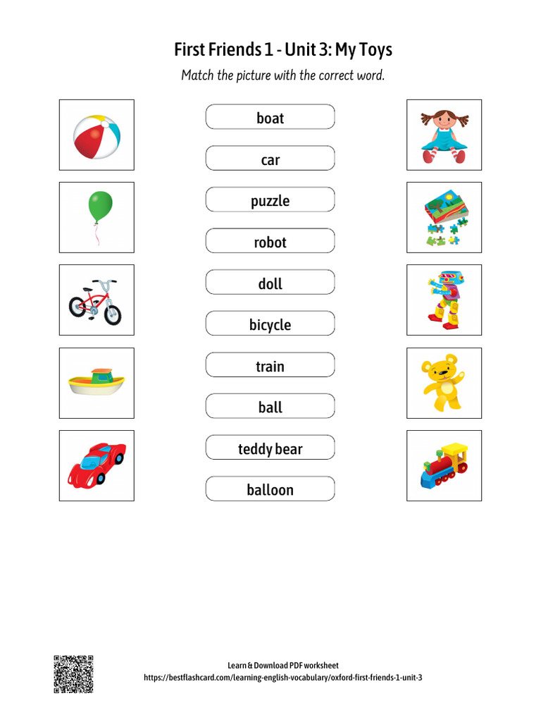 First Friends 1 - Unit 3: My Toys: Match The Picture With The Correct ...